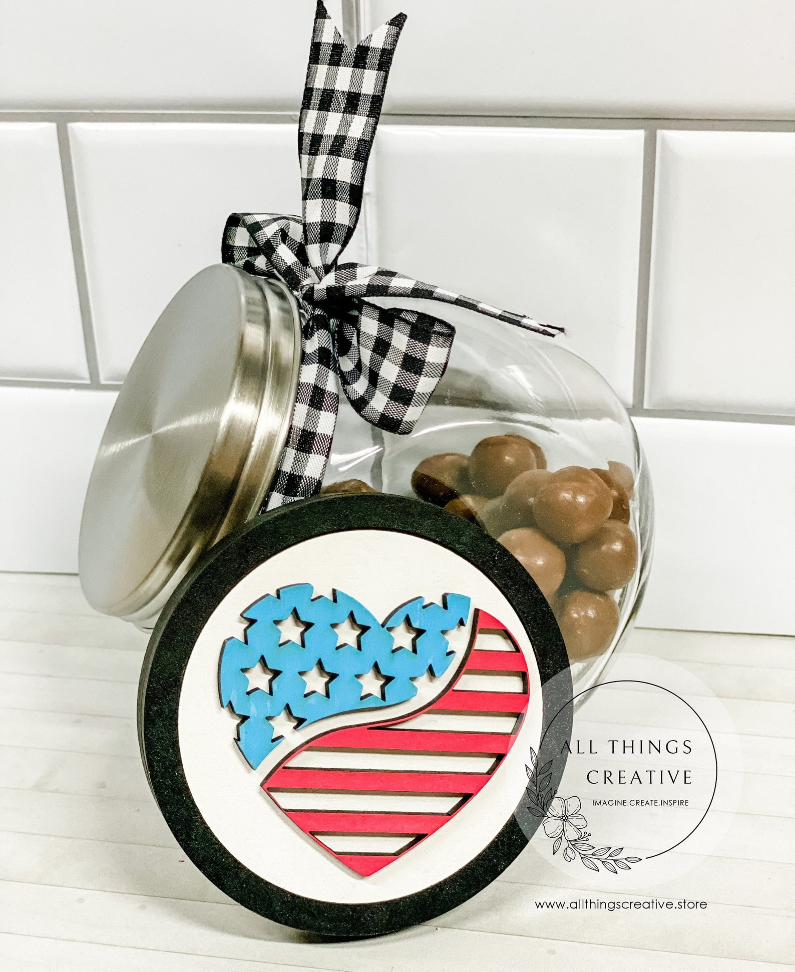 Seasonal Interchangeable 3" Circle Inserts for Mini Glass Container ...