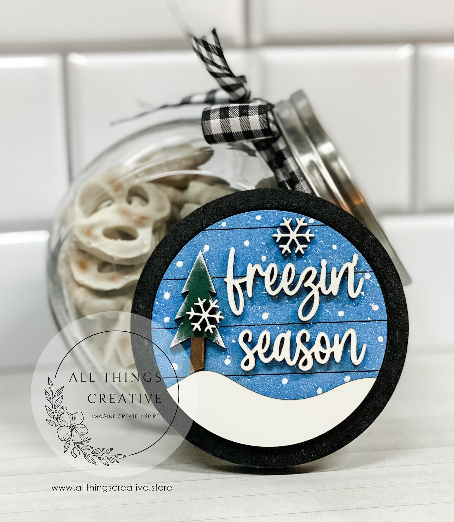 Seasonal Interchangeable 3" Circle Inserts for Mini Glass Container ...