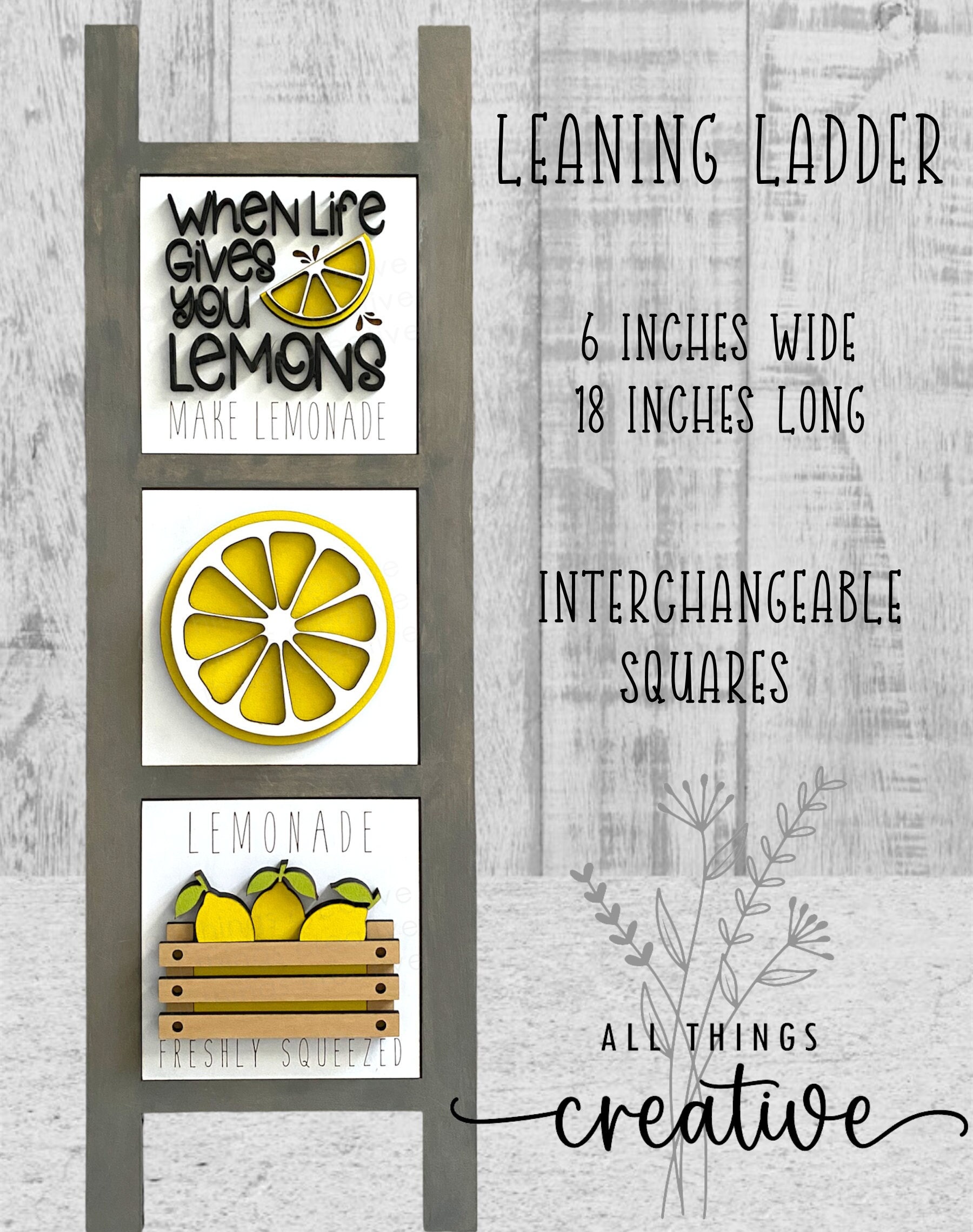 Lemonade Interchangeable Tile Inserts for Leaning Ladder and Home Decor ...