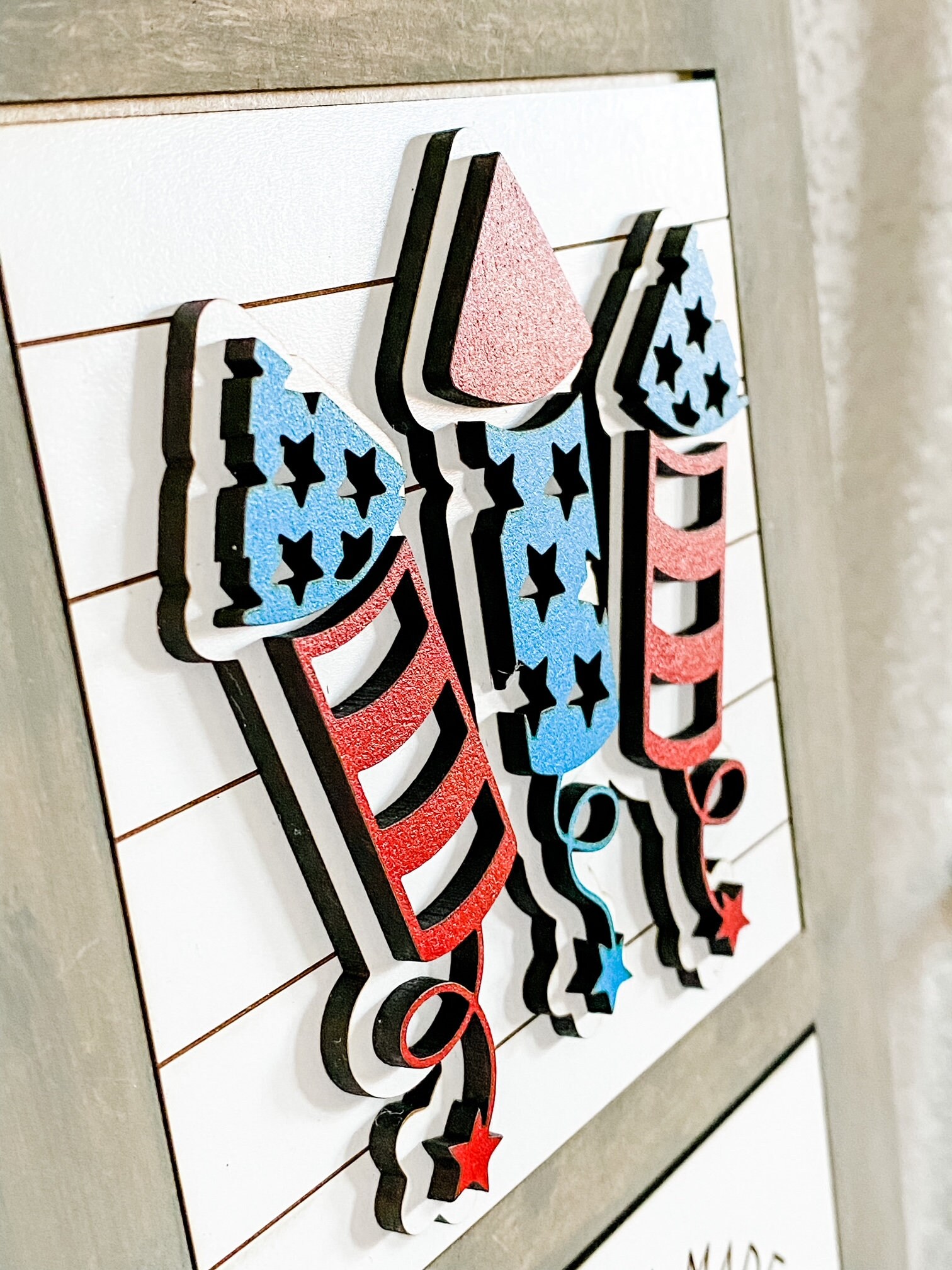 4th of July Holiday Leaning Ladder - Interchangeable Square Inserts ...