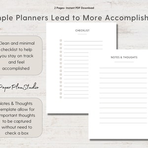 Minimal Checklist and Note Pad Letter & A4 Instant PDF Download ...