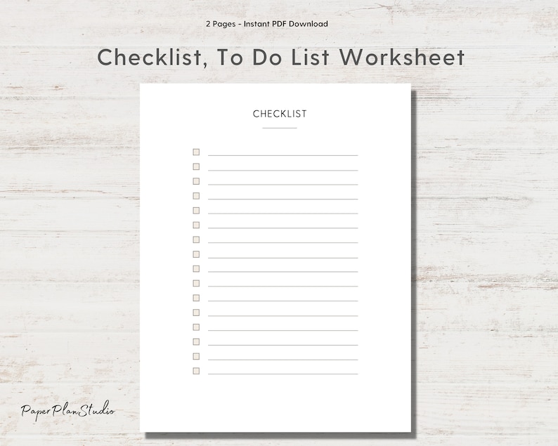 Minimal Checklist and Note Pad Letter & A4 Instant PDF Download ...