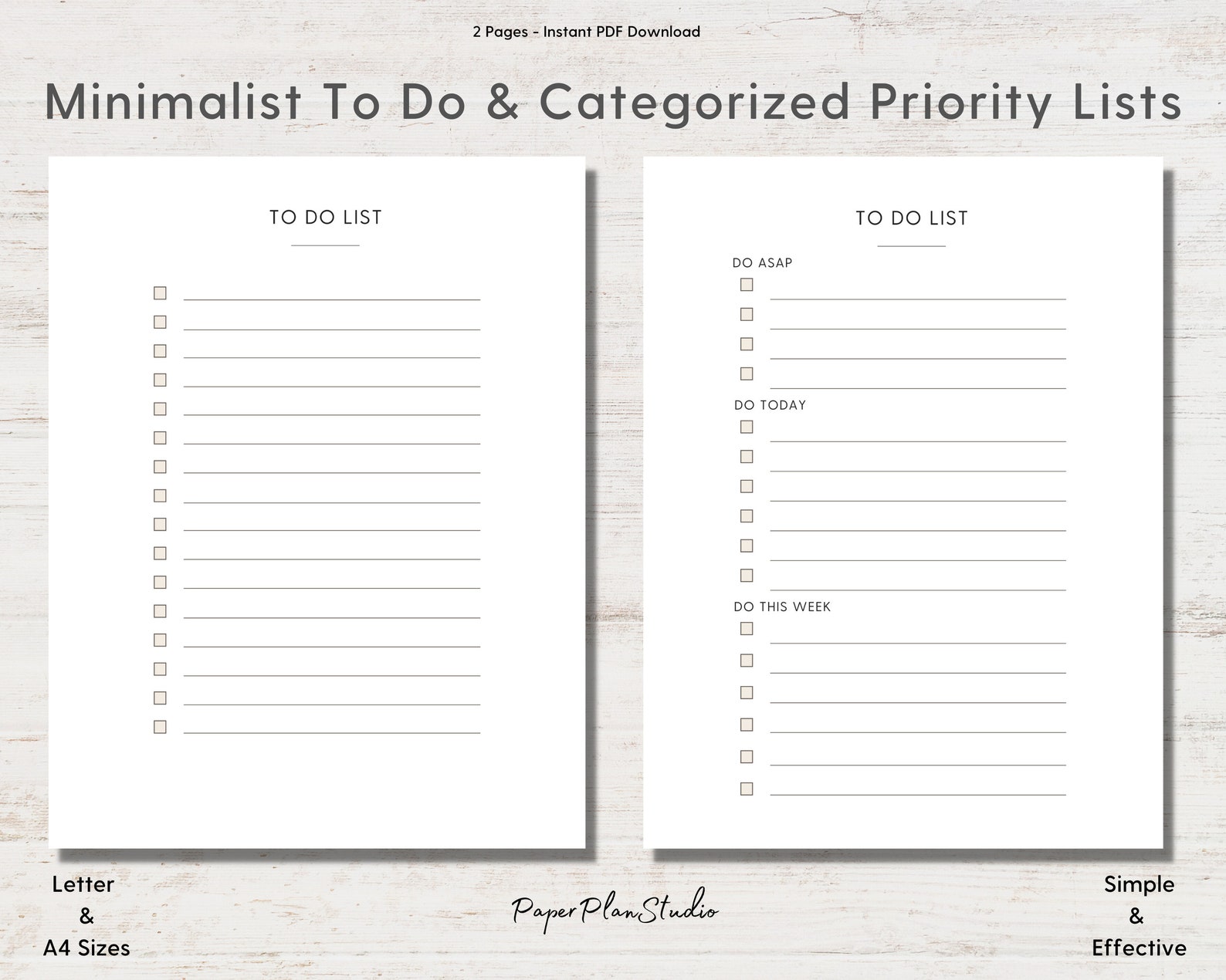 Minimal and Priority Categorized to Do List & A4 Instant PDF Download ...