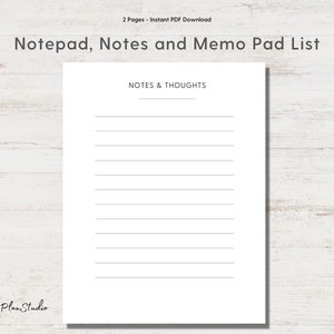 Minimal Checklist and Note Pad Letter & A4 Instant PDF Download ...