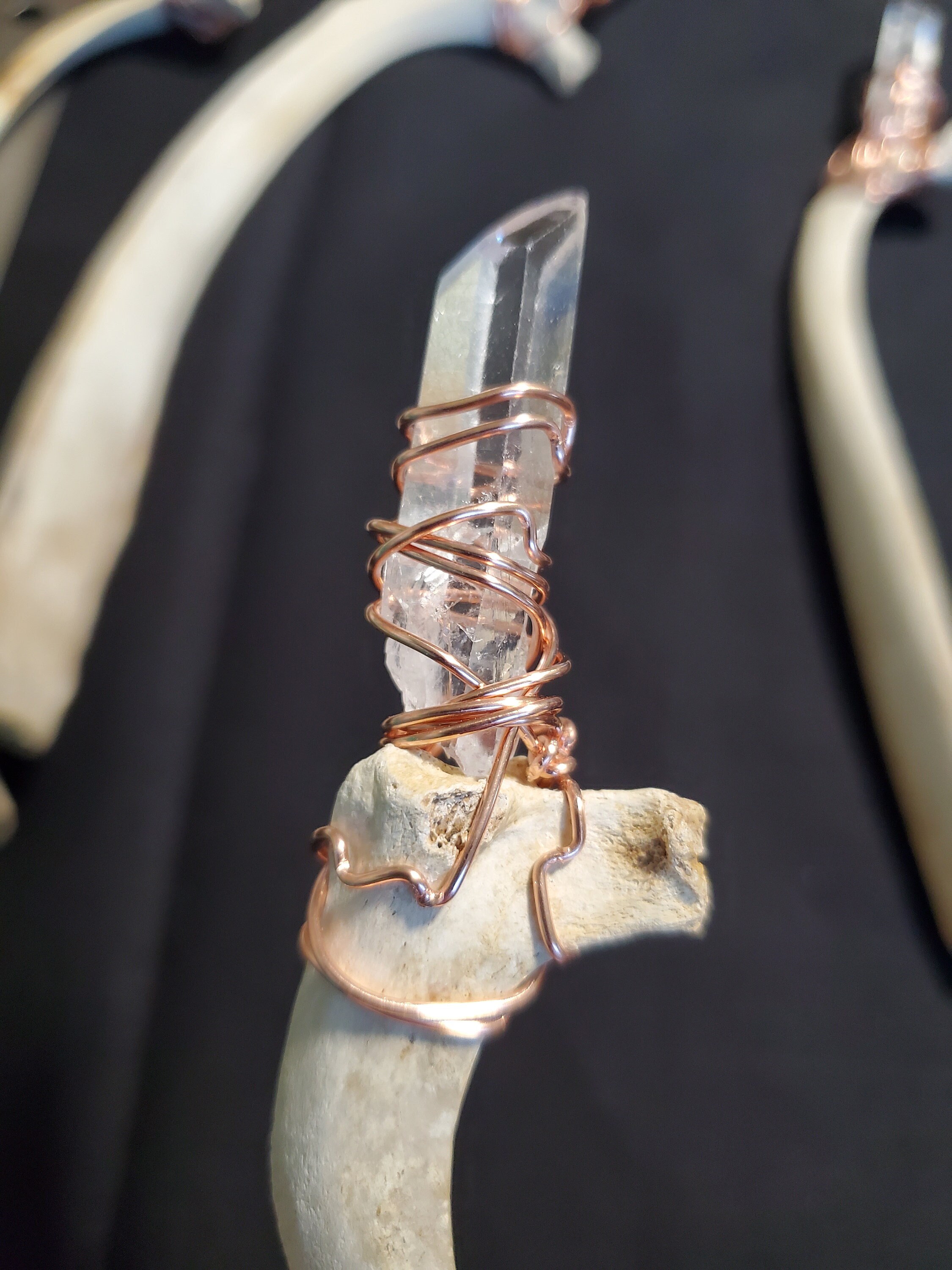 ONE RANDOM | Deer Rib Bone, Crystal Quartz, Copper Wire Wand | Pagan ...