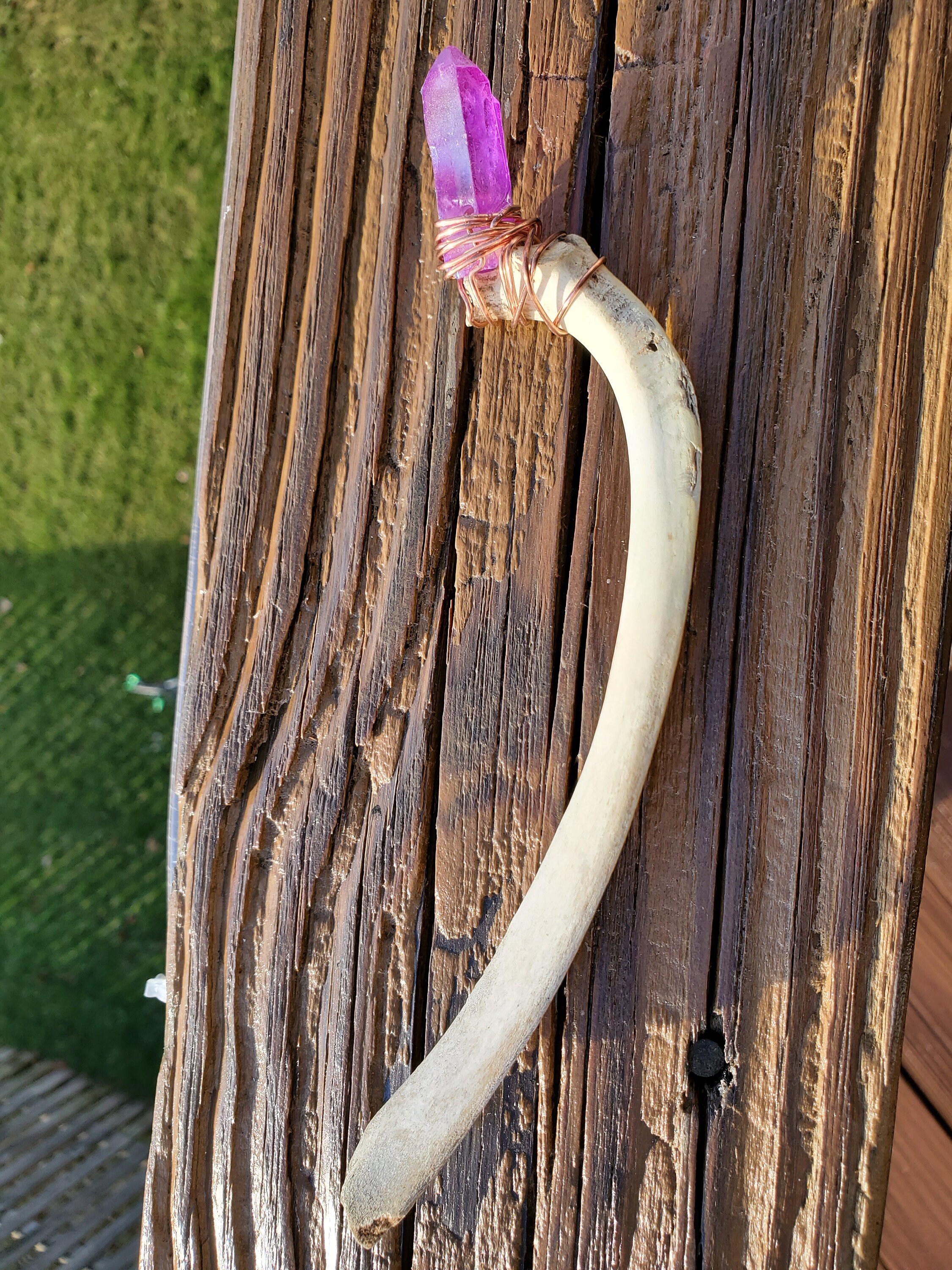 Deer Rib Bone, Crystal Aura Quartz Wand | Pagan Witch Tool Spells - Etsy
