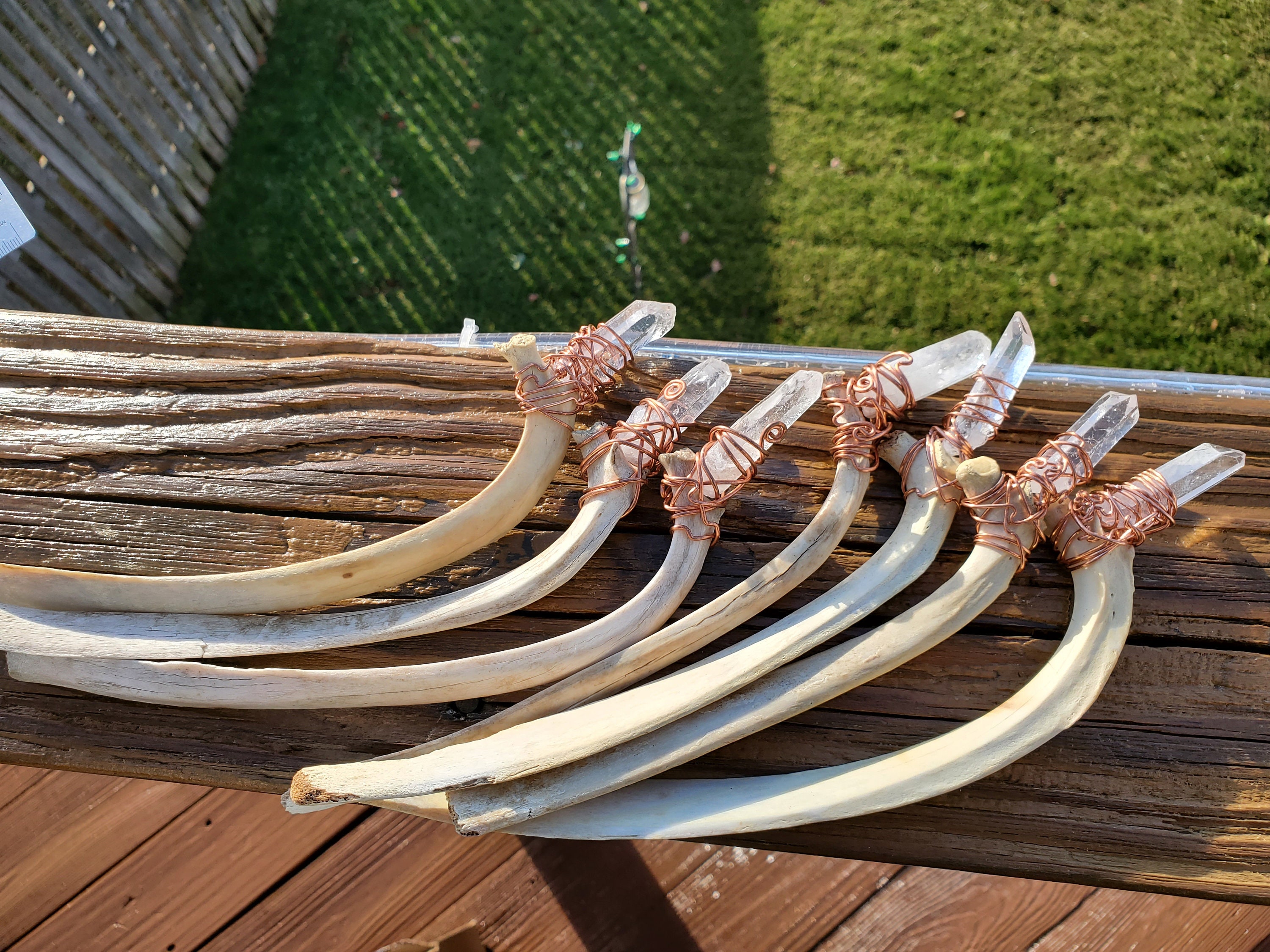 ONE RANDOM | Deer Rib Bone, Crystal Quartz, Copper Wire Wand | Pagan ...