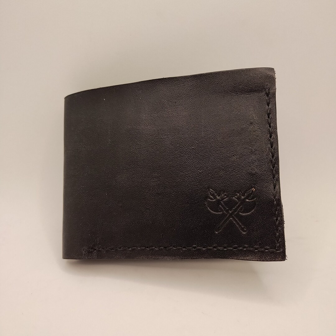 Handmade Weathered Warrior's Crossed Axes Billfold Wallet in Black or ...