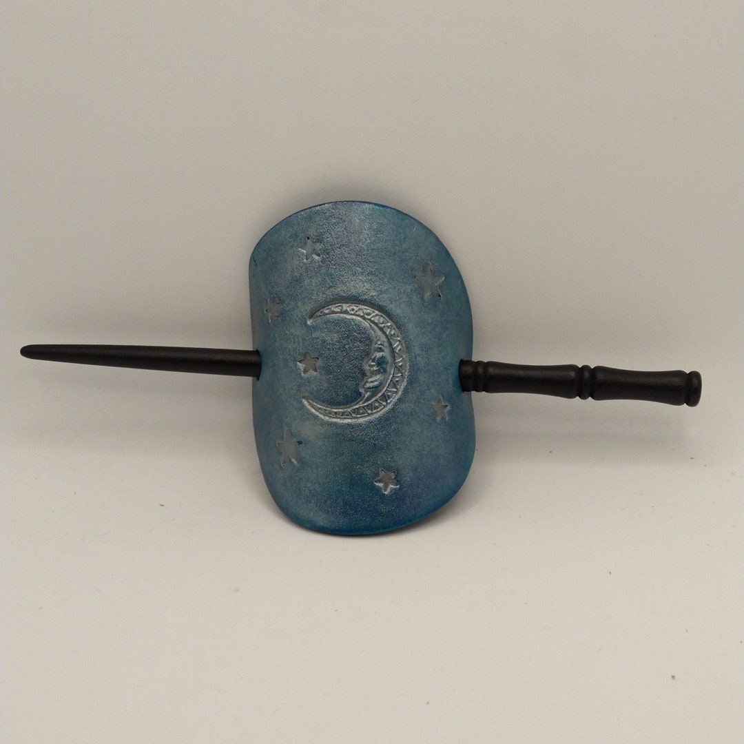 Celestial Leather Hair Slide / Bun Cover - Etsy