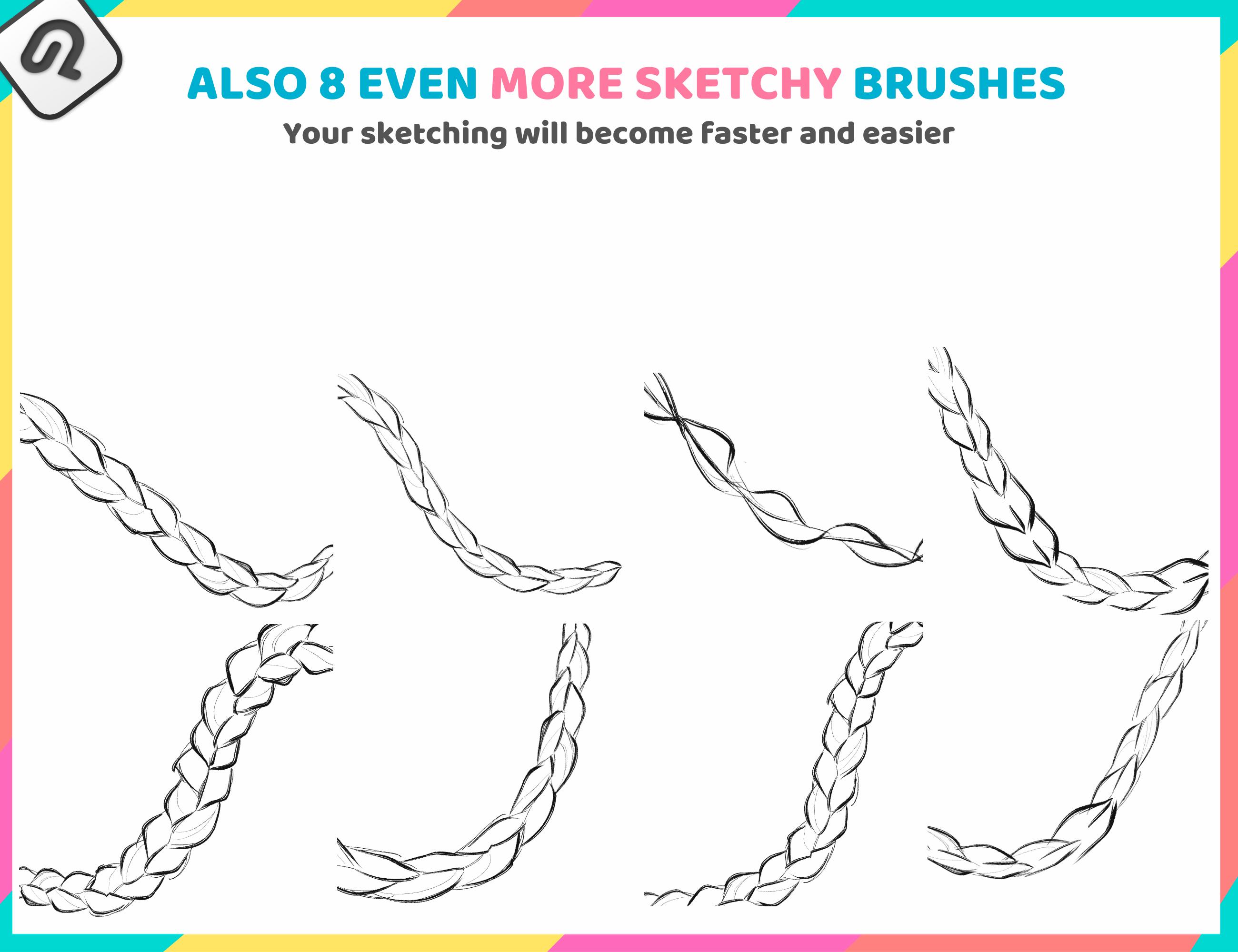 Braids and Dreads Brushes for Clip Studio: Realistic & Sketchy Pack ...