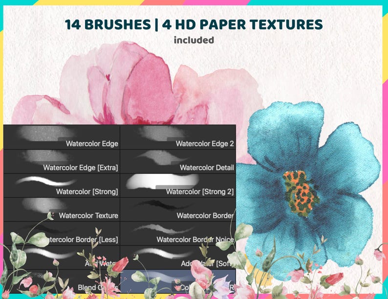 Watercolor Brushes for Clip Studio Paint | Realistic Digital Art Brush ...