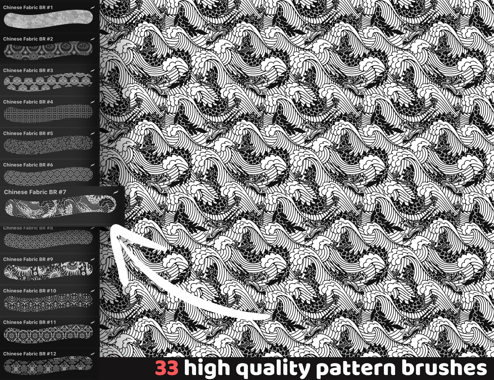 Procreate Chinese Fabric Pattern Brushes | Asian Style Seamless Texture ...