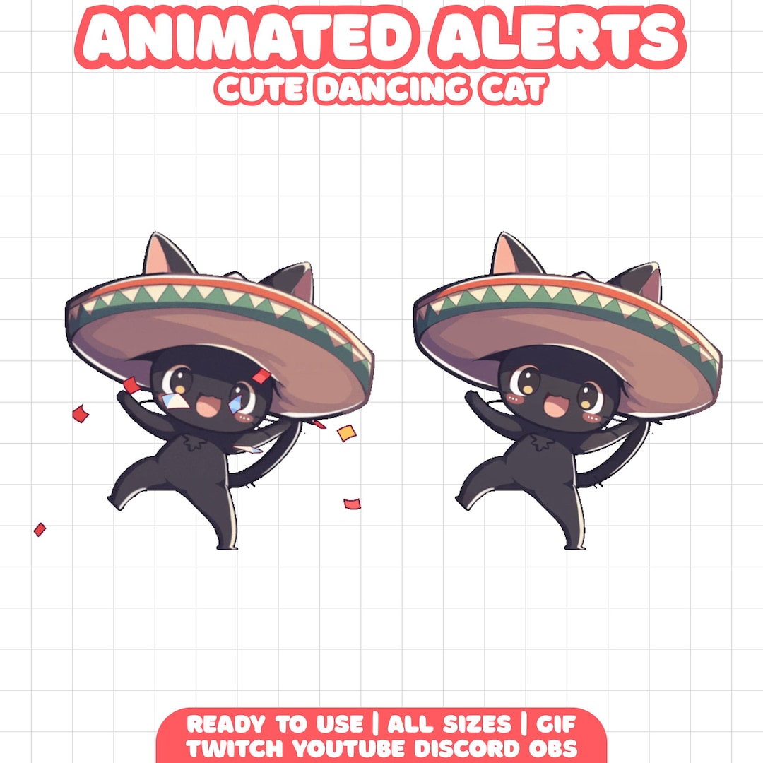 Streaming Alert GIF – Cute Dancing Cat, Twitch Youtube OBS Discord ...