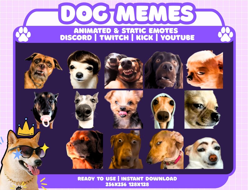 28 Funny & Cute Dog Memes Emotes for Discord, Twitch, Kick, Youtube ...