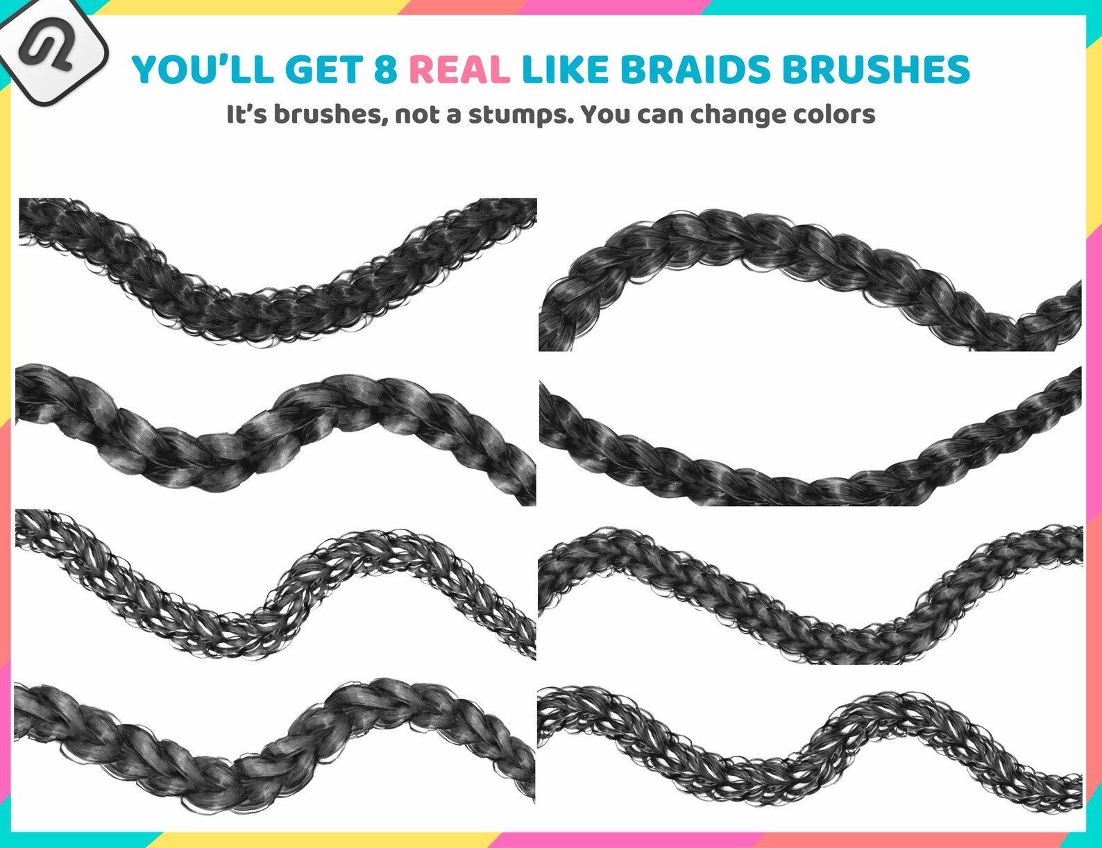 Braids and Dreads Brushes for Clip Studio: Realistic & Sketchy Pack ...