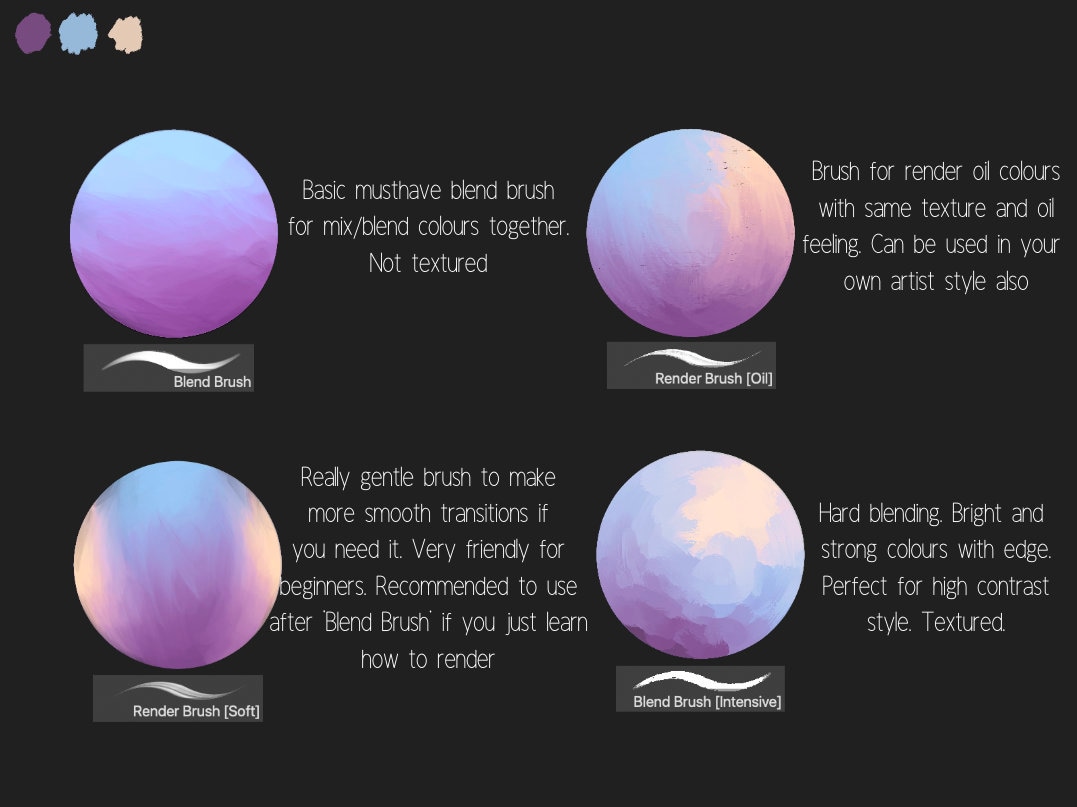 Blend and Render Brushes for Clip Studio Paint Blending Rendering Portrait Brushes Smudge ...