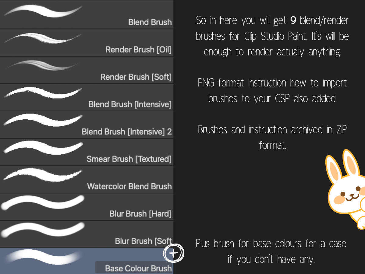 Blend and Render Brushes for Clip Studio Paint Blending Rendering Portrait Brushes Smudge ...