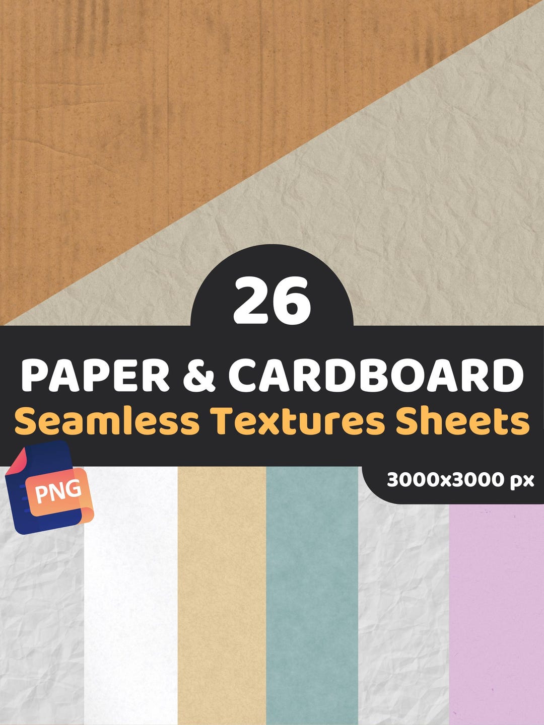 Seamless Paper & Cardboard Textures: Digital Scrapbook Backgrounds (PNG ...