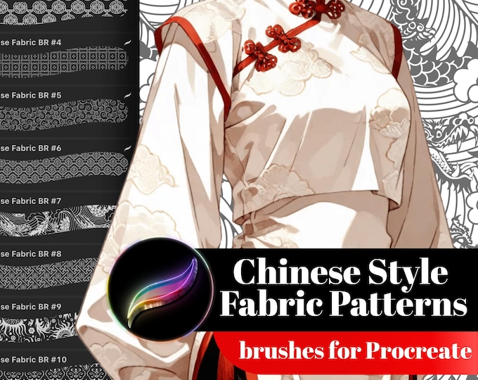 Procreate Chinese Fabric Pattern Brushes | Asian Style Seamless Texture ...
