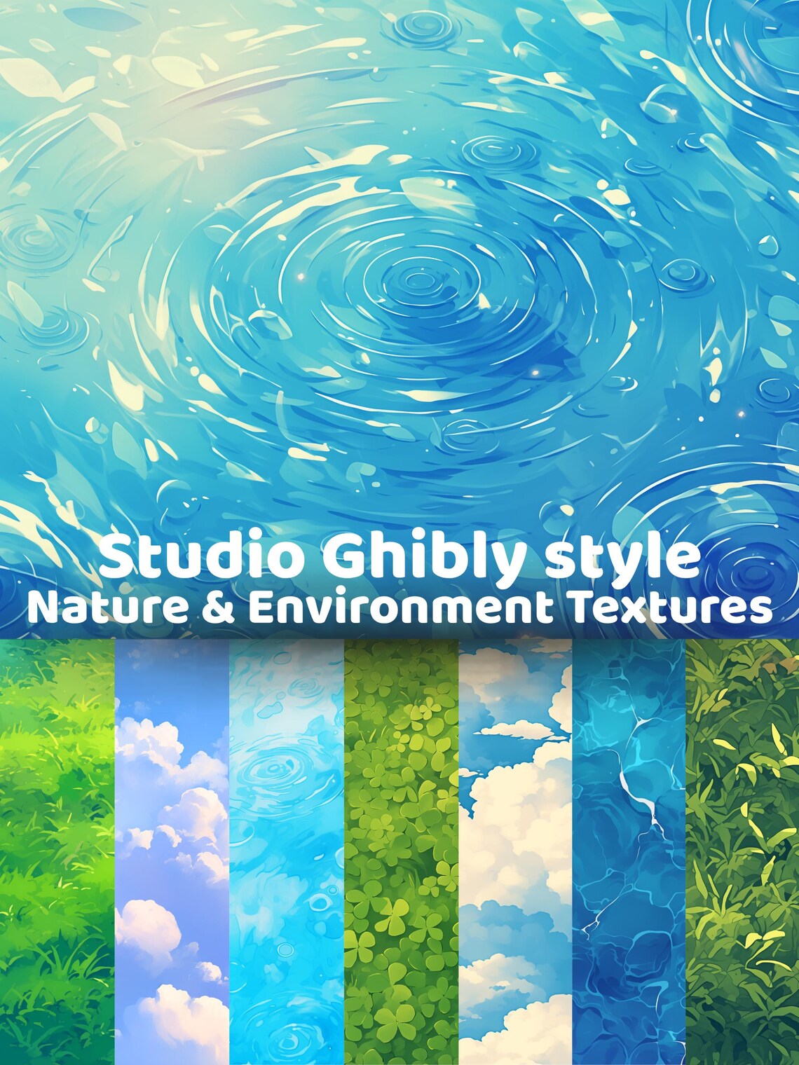 48 Studio Ghibli Inspired Nature PNG Pack | Transparent Sky, Grass ...