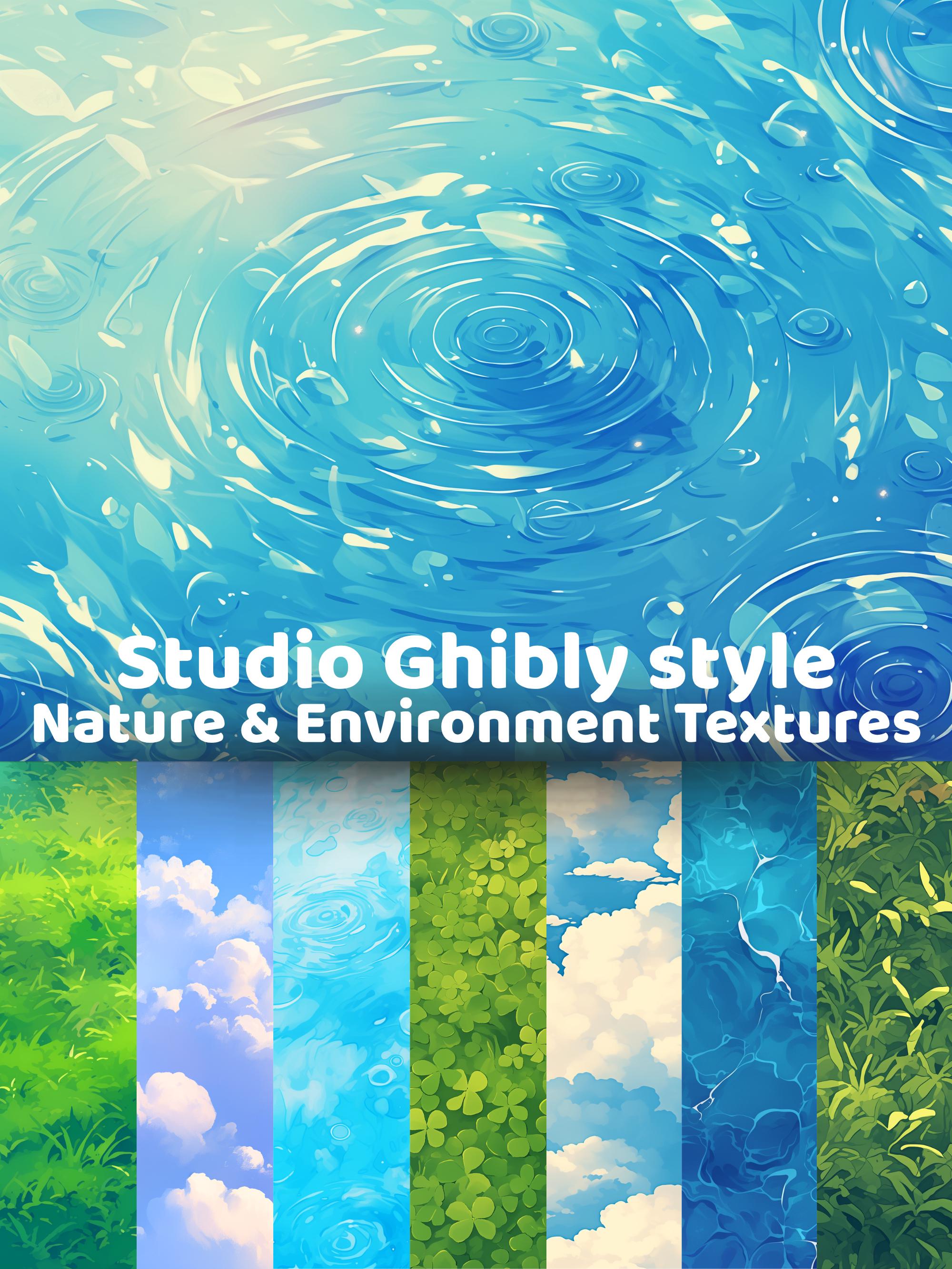 48 Studio Ghibli Inspired Nature PNG Pack | Transparent Sky, Grass ...