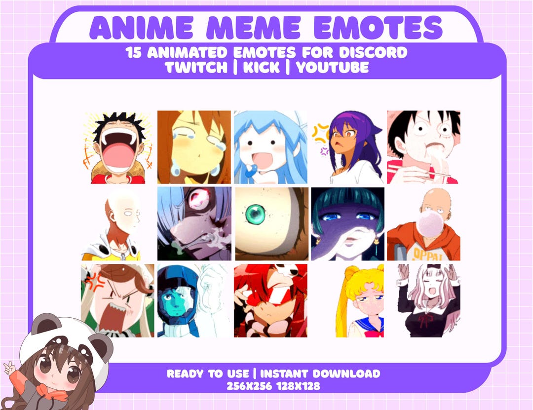 15 Animated Anime Reaction Meme Emotes Bundle for Discord, Twitch, Kick ...