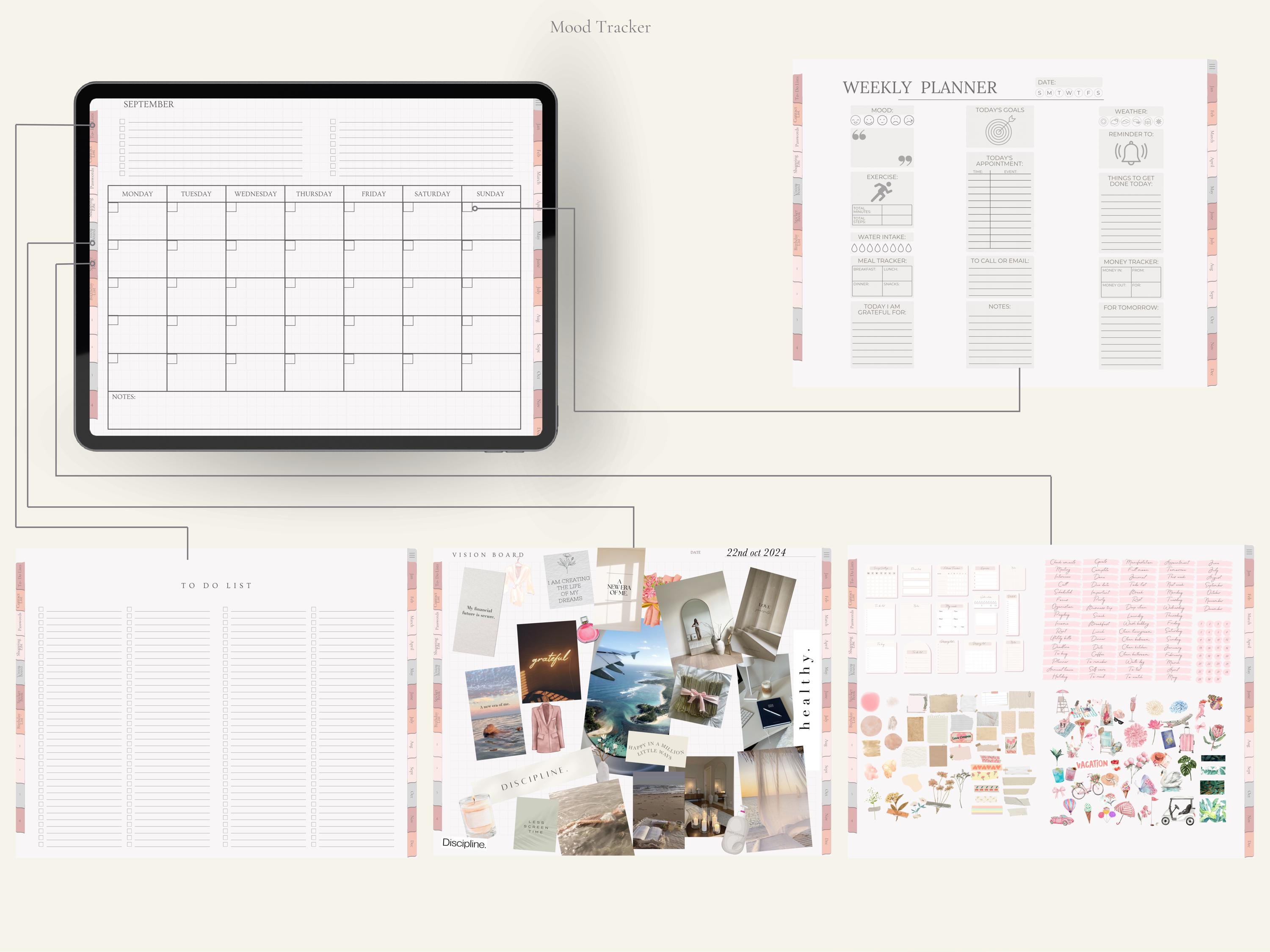 Basic Digital Planner, 2025 & Undated Digital Planner, Digital Journal ...