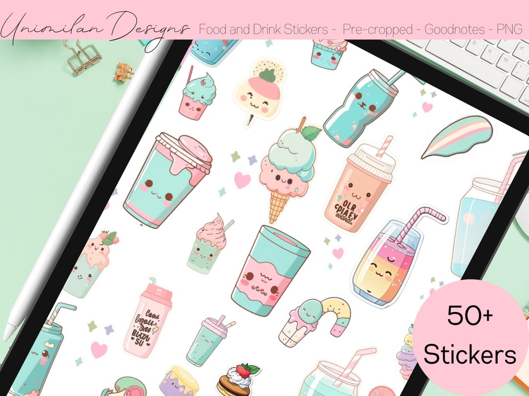 Cute Digital Stickers, Food and Drink Goodnotes Stickers, Stickers, Pre ...