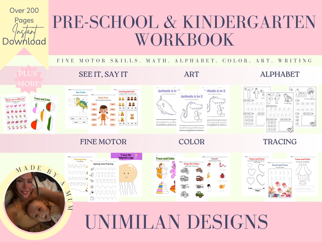 Preschool Pre-k + Kindergarten Learning Bundle | +200 Pages | Printable ...
