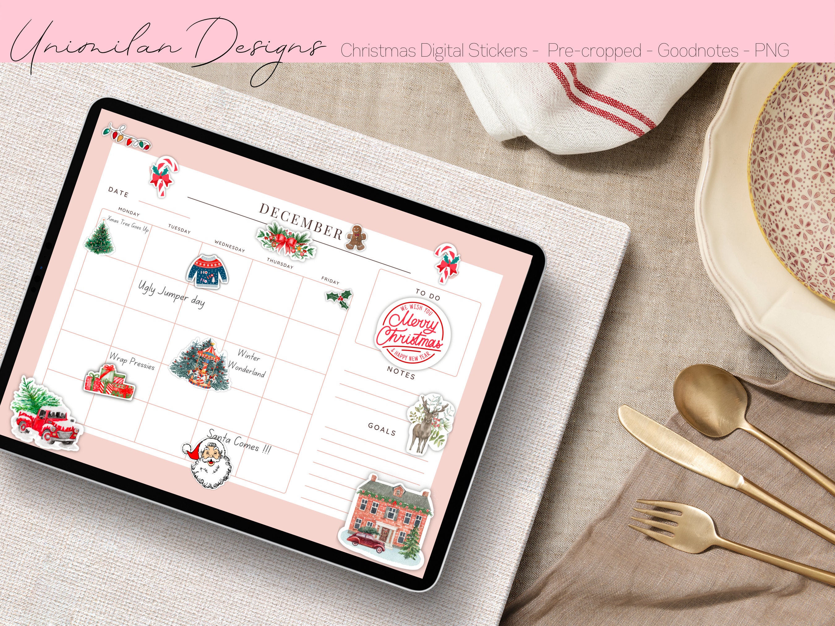 Digital Stickers Goodnotes, Christmas Digital Stickers, Pre-cropped ...