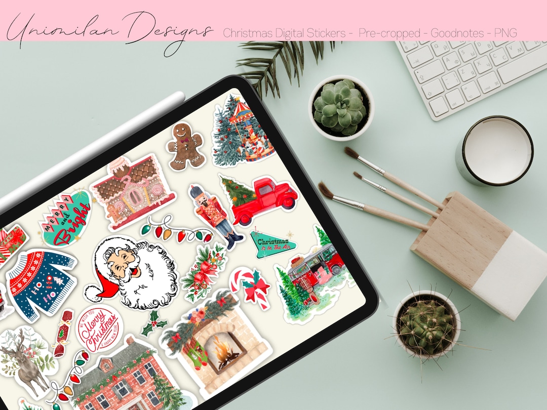 Digital Stickers Goodnotes, Christmas Digital Stickers, Pre-cropped ...