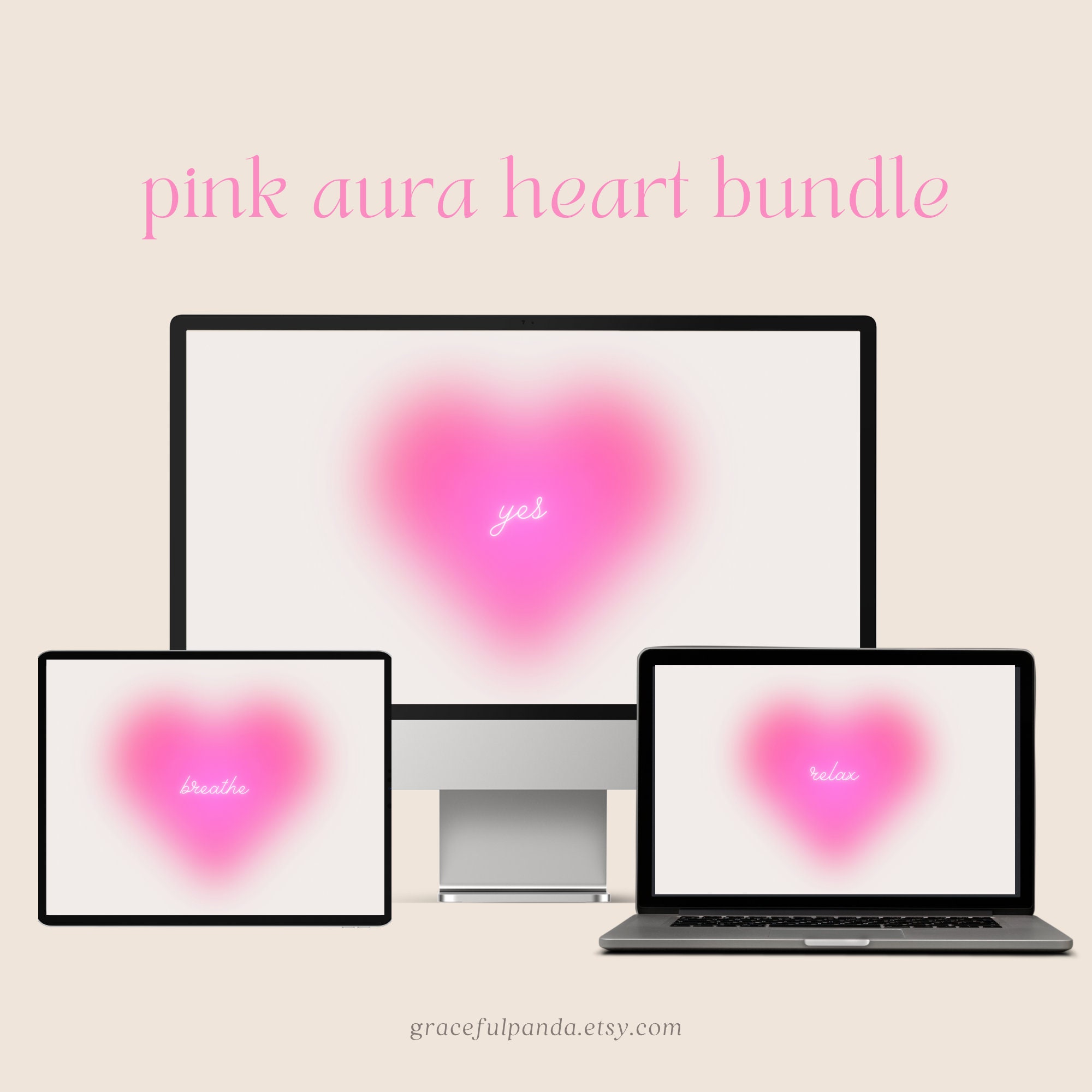 Pink Aura Heart Bundle - Set of 3 | Motivational Desktop Wallpaper ...