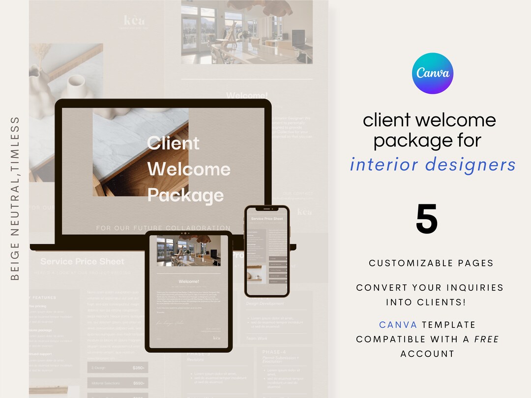Client Welcome Package for Interior Designers | Beige, Neutral ...