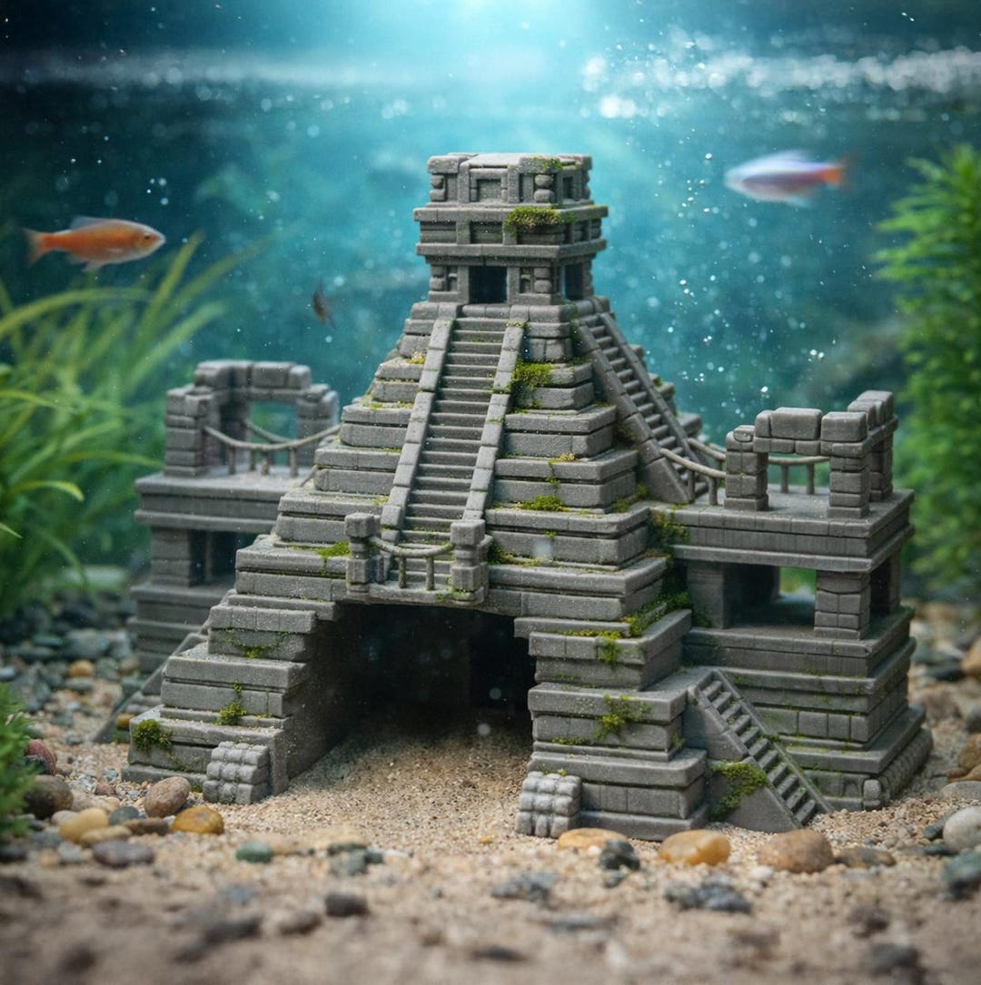 Aquarium Mayan Temple STL, 3D Printable Aquarium Decor, Ancient Temple ...