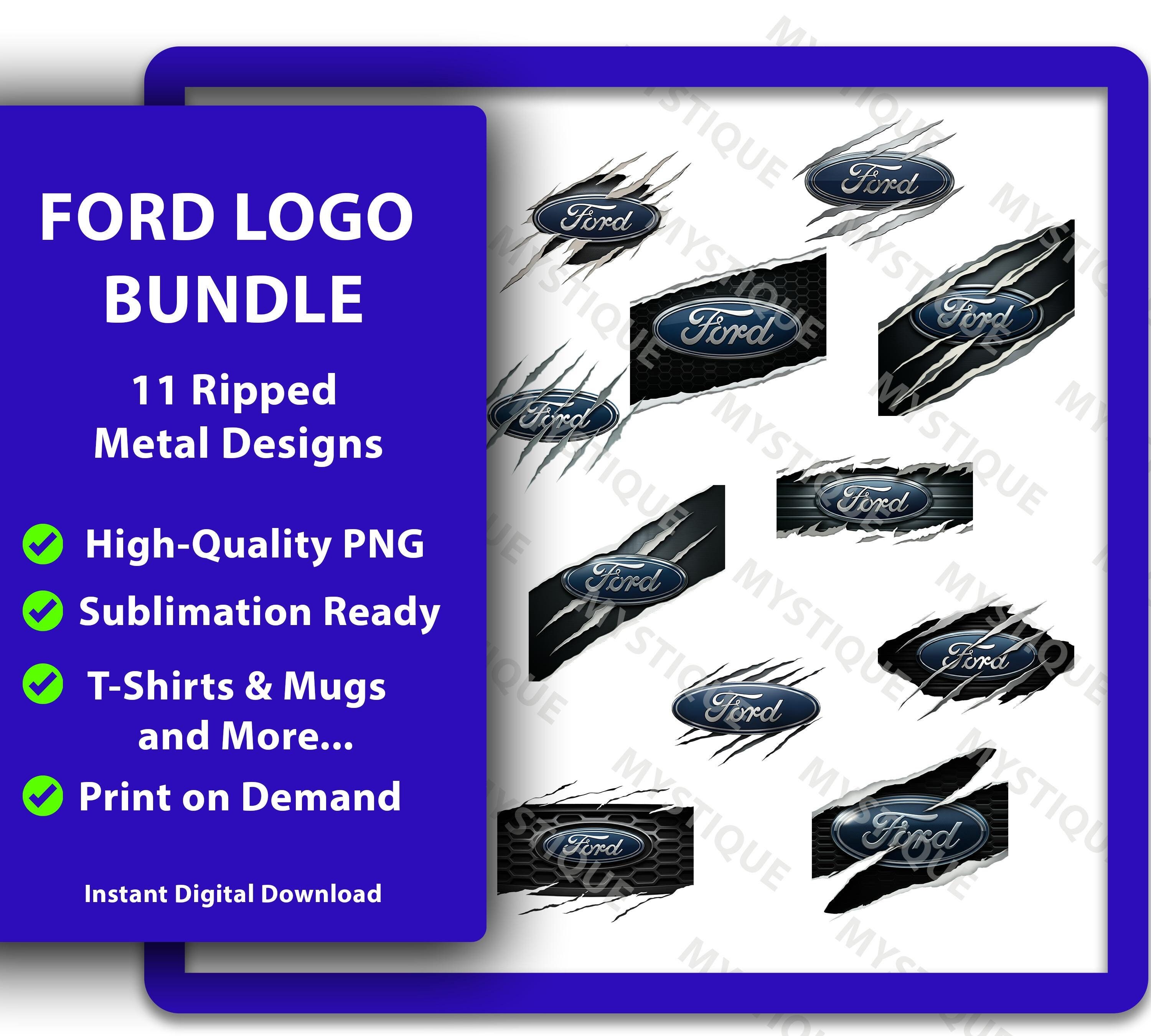 Ford Logo PNG Bundle, 11 Ripped Metal Designs for Sublimation and Pod ...