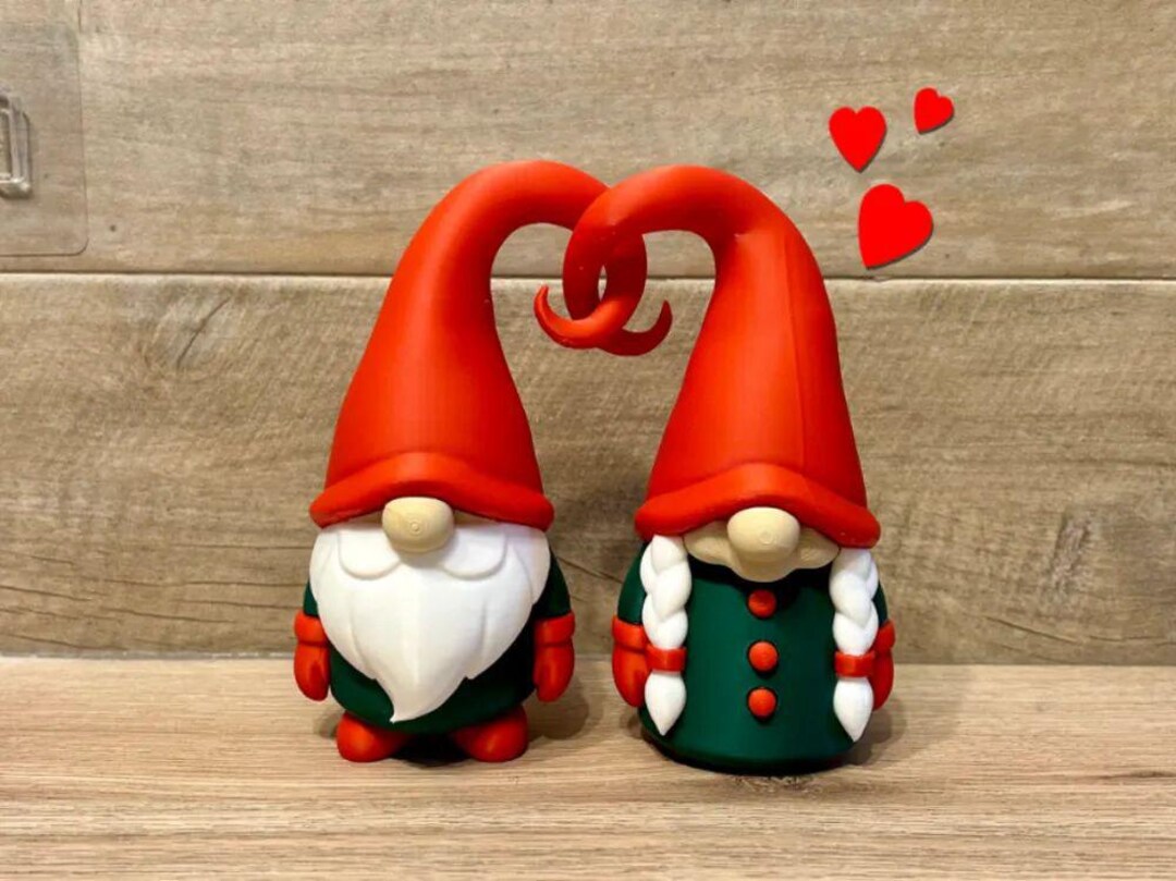 Christmas Gnome Couple 3D Print Files STL | No AMS Multi-color Gnomes ...
