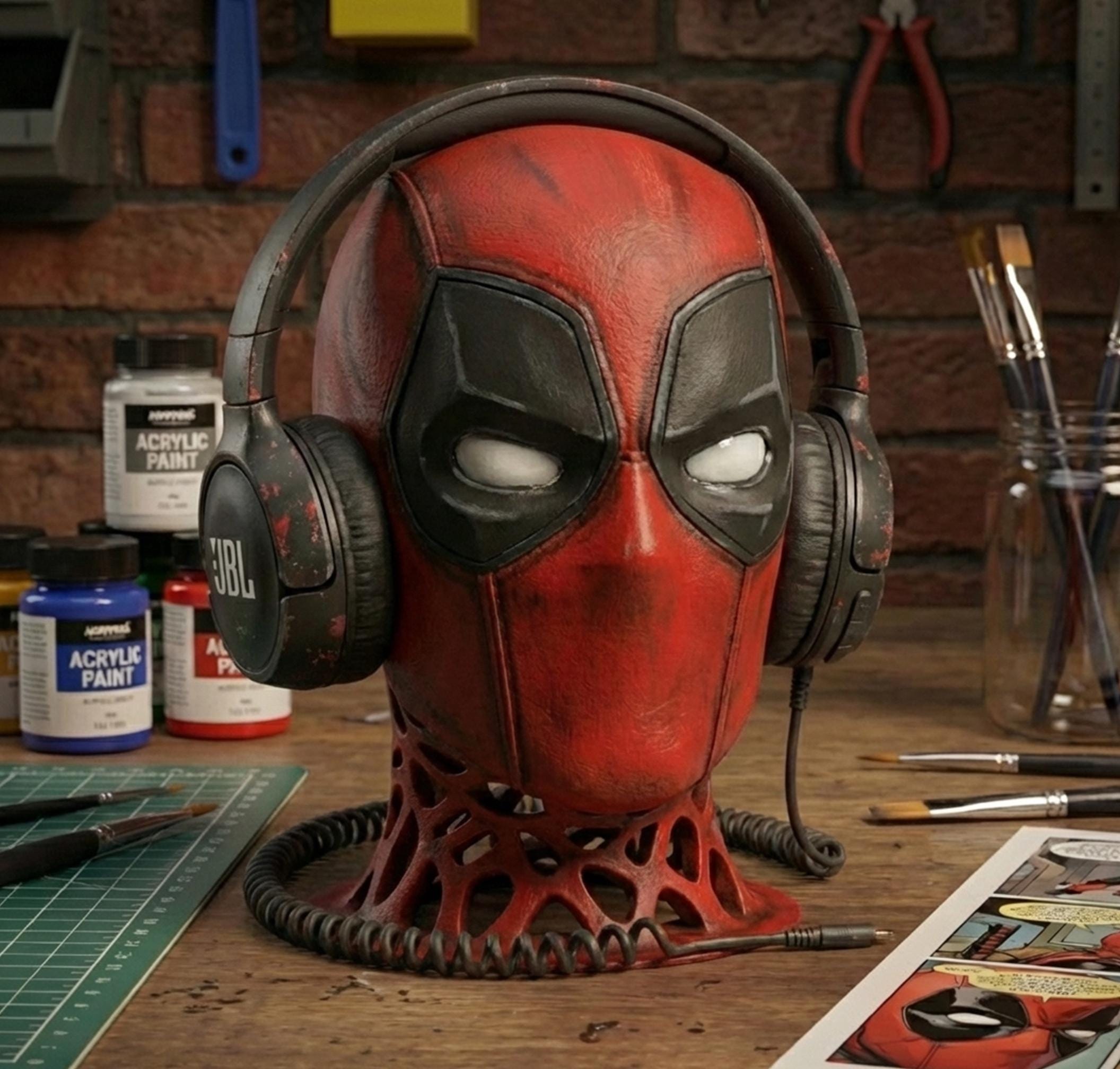 Masked Superhero Headphone Stand STL, 3D Print Model for Gamers, Red ...