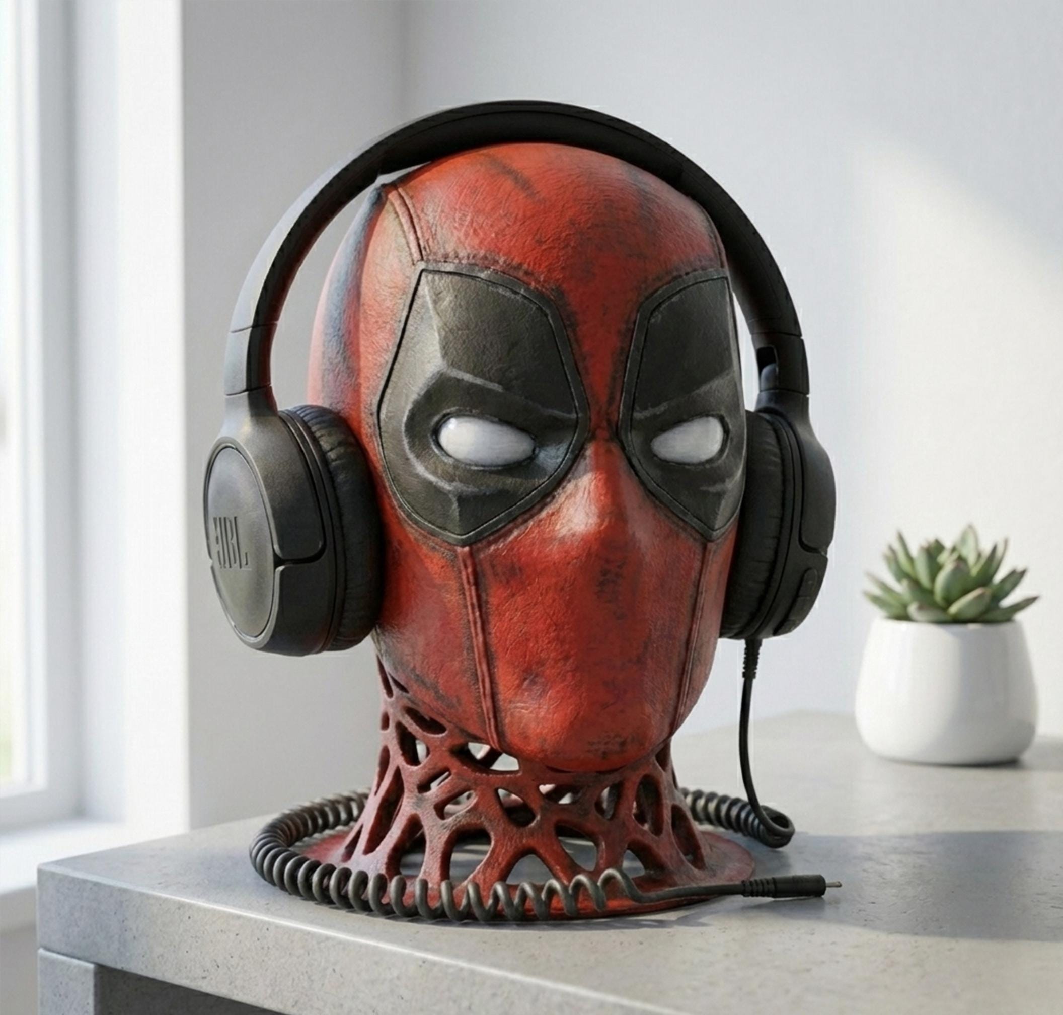 Masked Superhero Headphone Stand STL, 3D Print Model for Gamers, Red ...