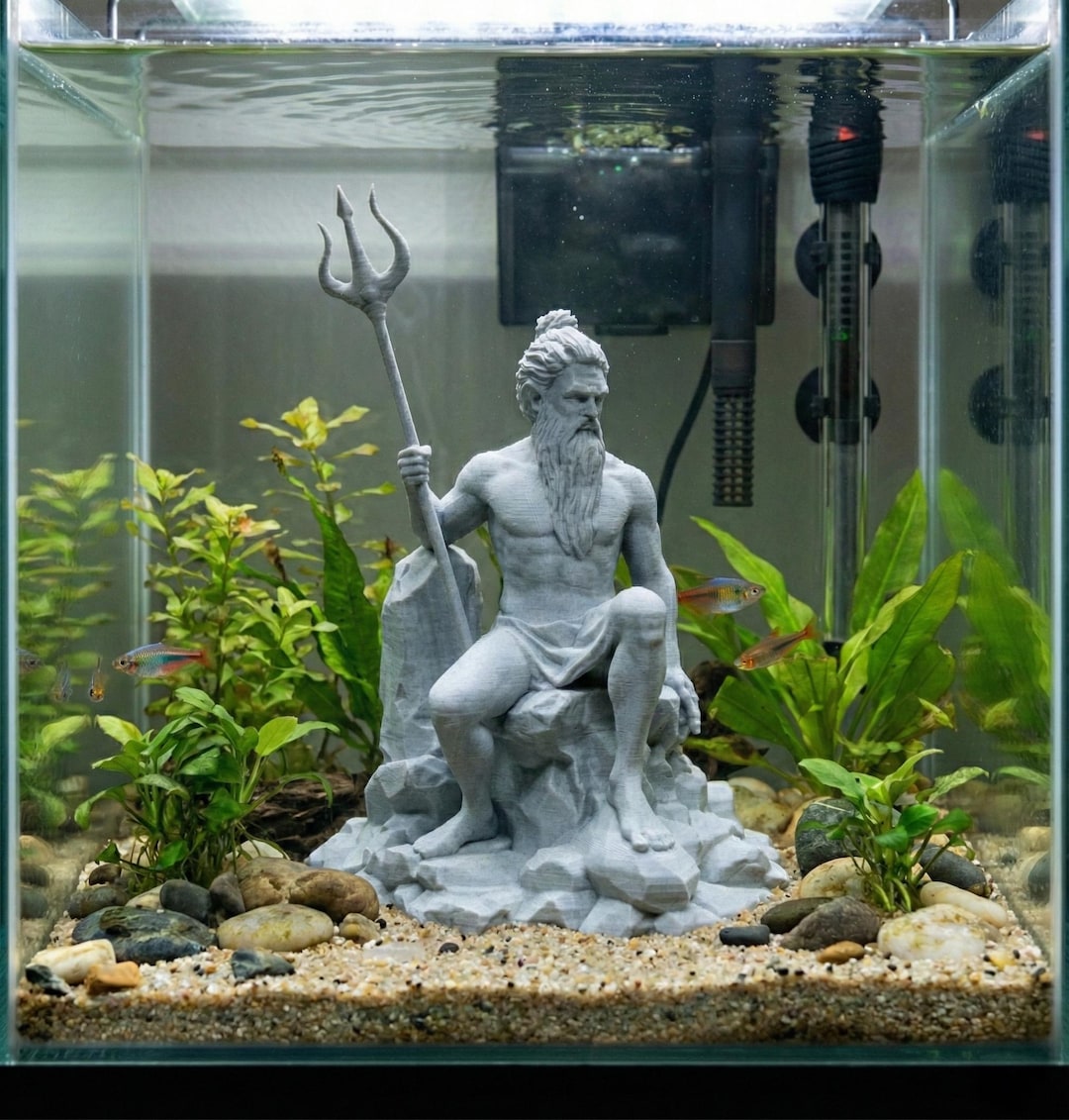 Poseidon Aquarium Decoration STL, 3D Printable Poseidon Statue, 3D ...