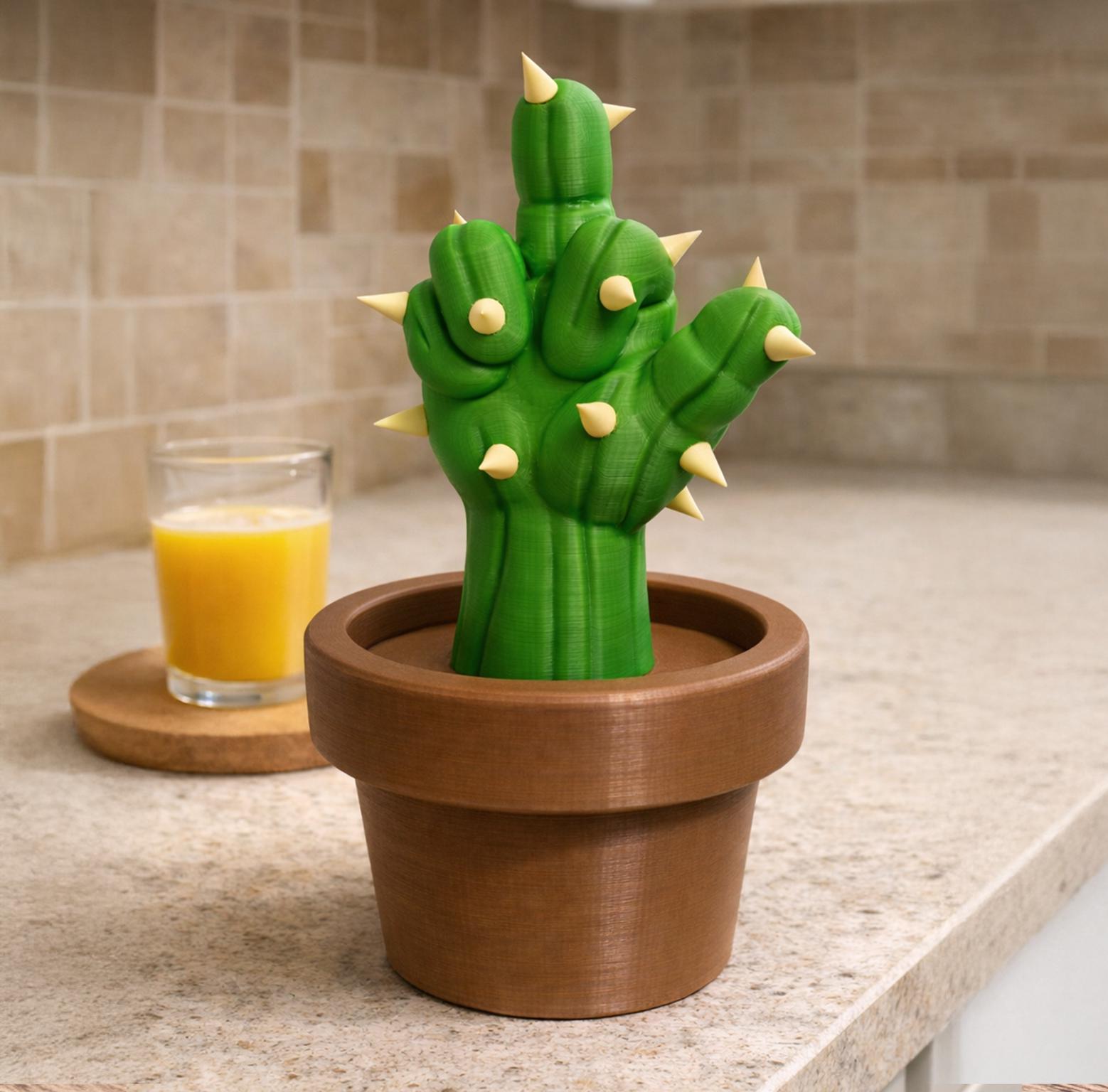 3D Printing File Middle Finger Cactus STL, Funny 3D Printed Cactus Pot ...