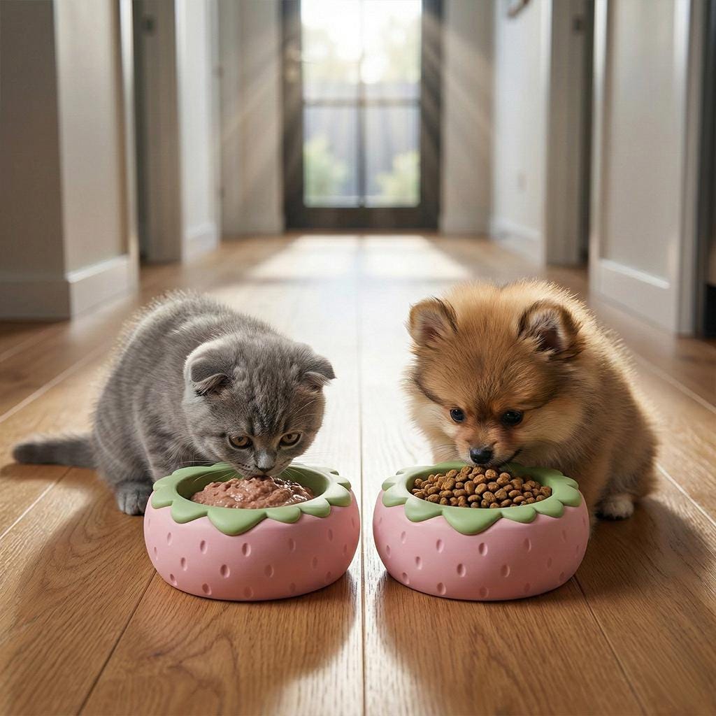 Strawberry Pet Bowl 3D Print File, Cute Cat Dog Food Bowl STL, Kawaii ...