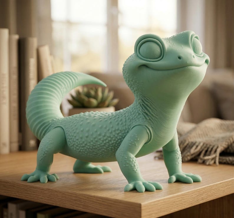 Gecko STL File for 3D Printing, Lizard Figurine STL, Reptile Sculpture ...