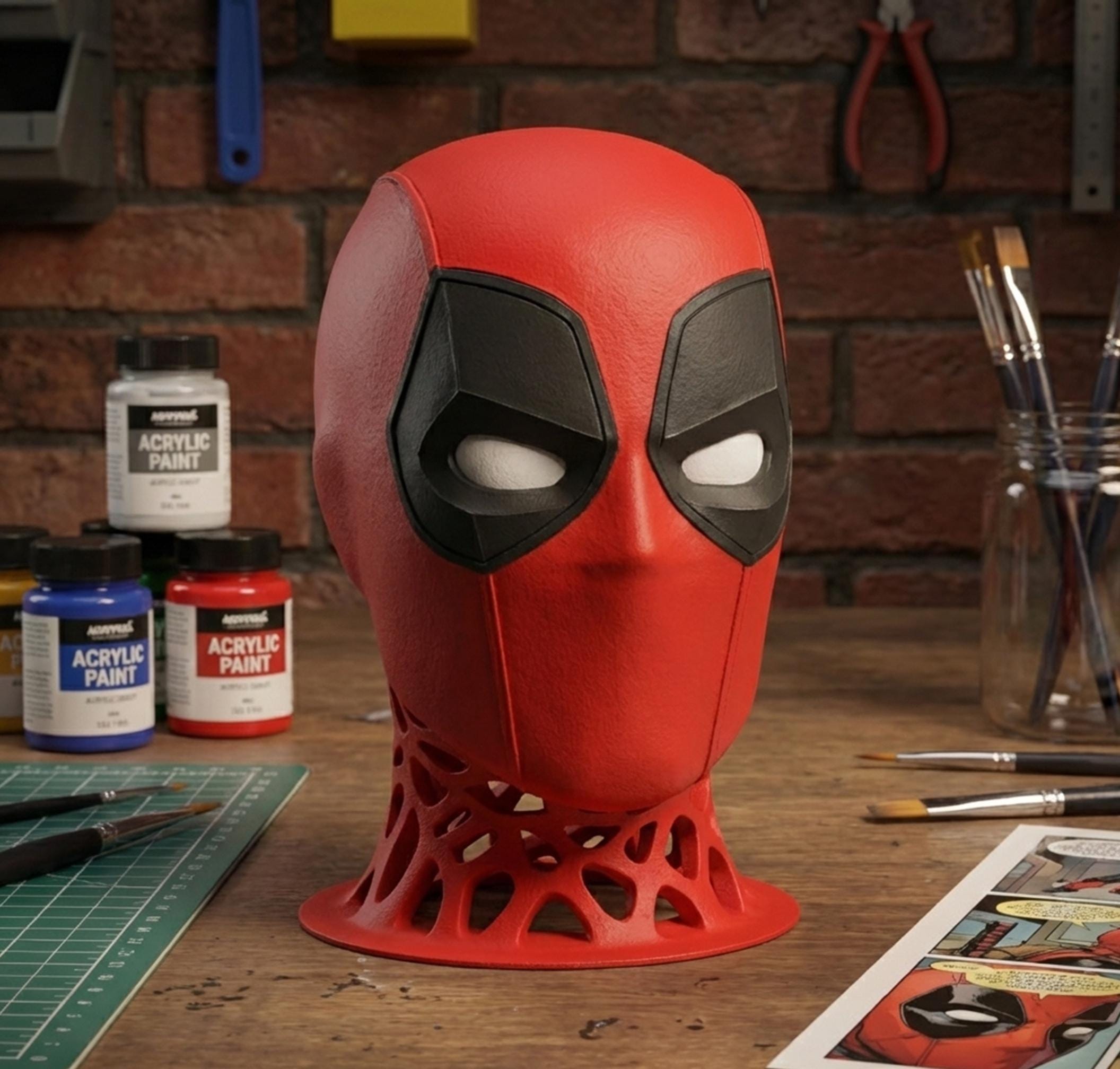 Masked Superhero Headphone Stand STL, 3D Print Model for Gamers, Red ...