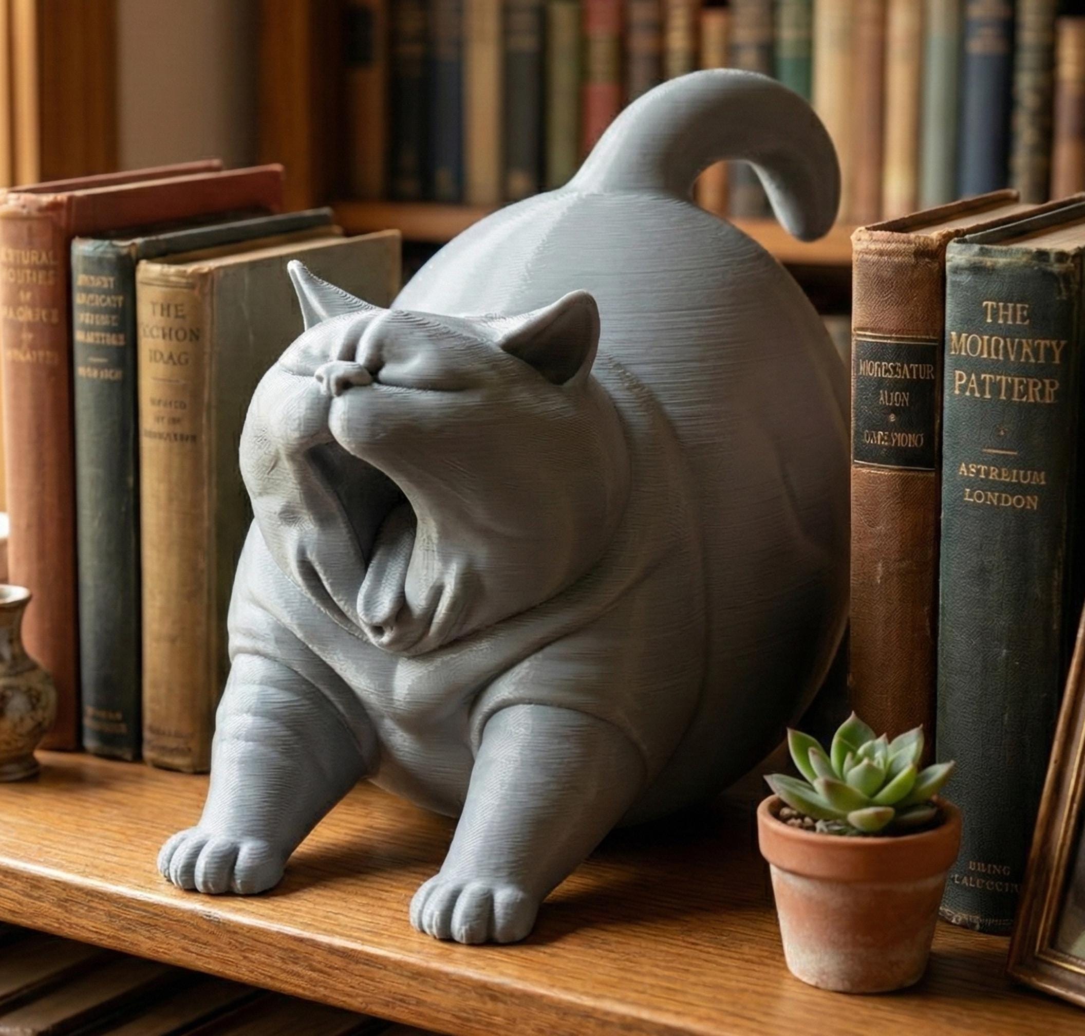 Fat Cat 3D, Yawn Kitten STL File, 3D Stretching Cat STL File, Cute ...