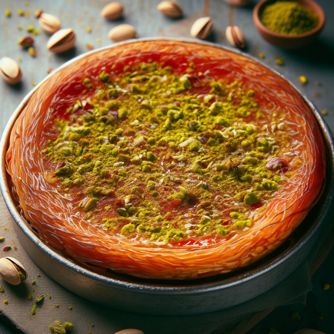 Homemade Hatay Kunafeh Recipe, Sherbet Kunafe Dessert, Anatolian ...