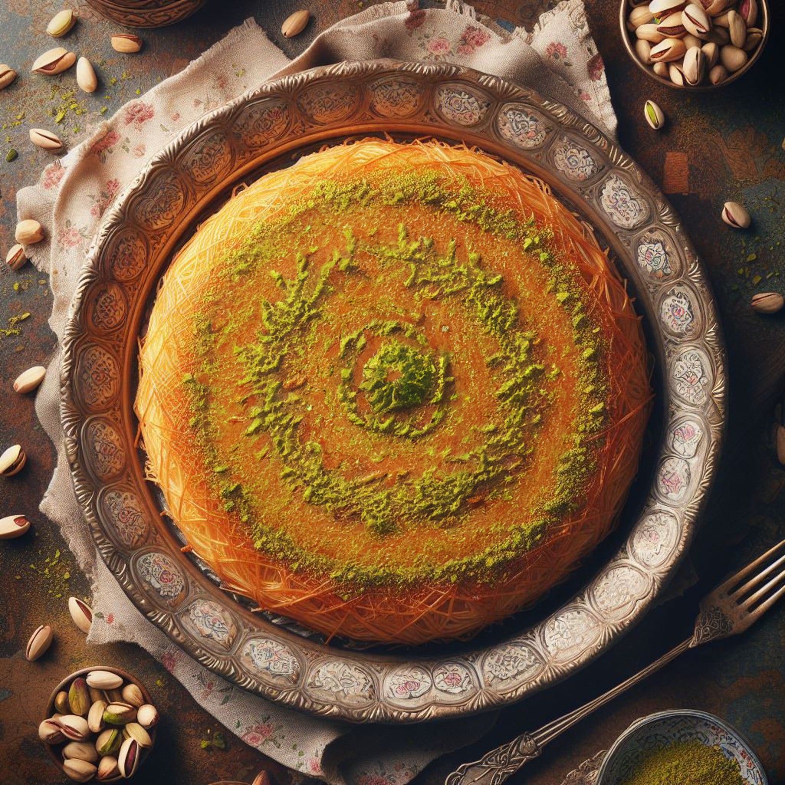 Homemade Hatay Kunafeh Recipe, Sherbet Kunafe Dessert, Anatolian ...