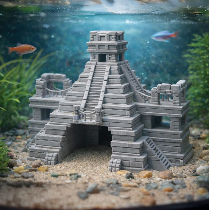 Aquarium Mayan Temple STL, 3D Printable Aquarium Decor, Ancient Temple ...