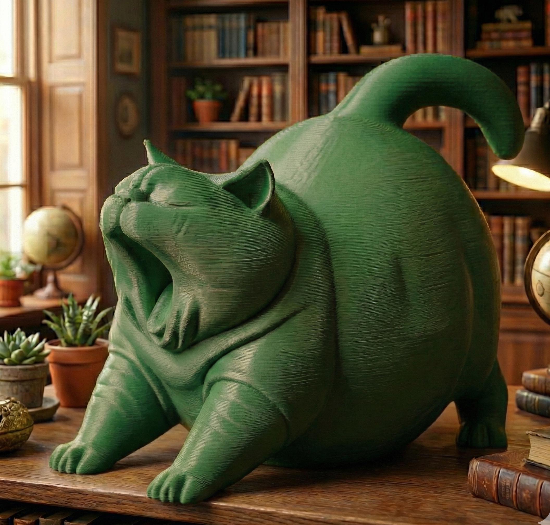 Fat Cat 3D, Yawn Kitten STL File, 3D Stretching Cat STL File, Cute ...