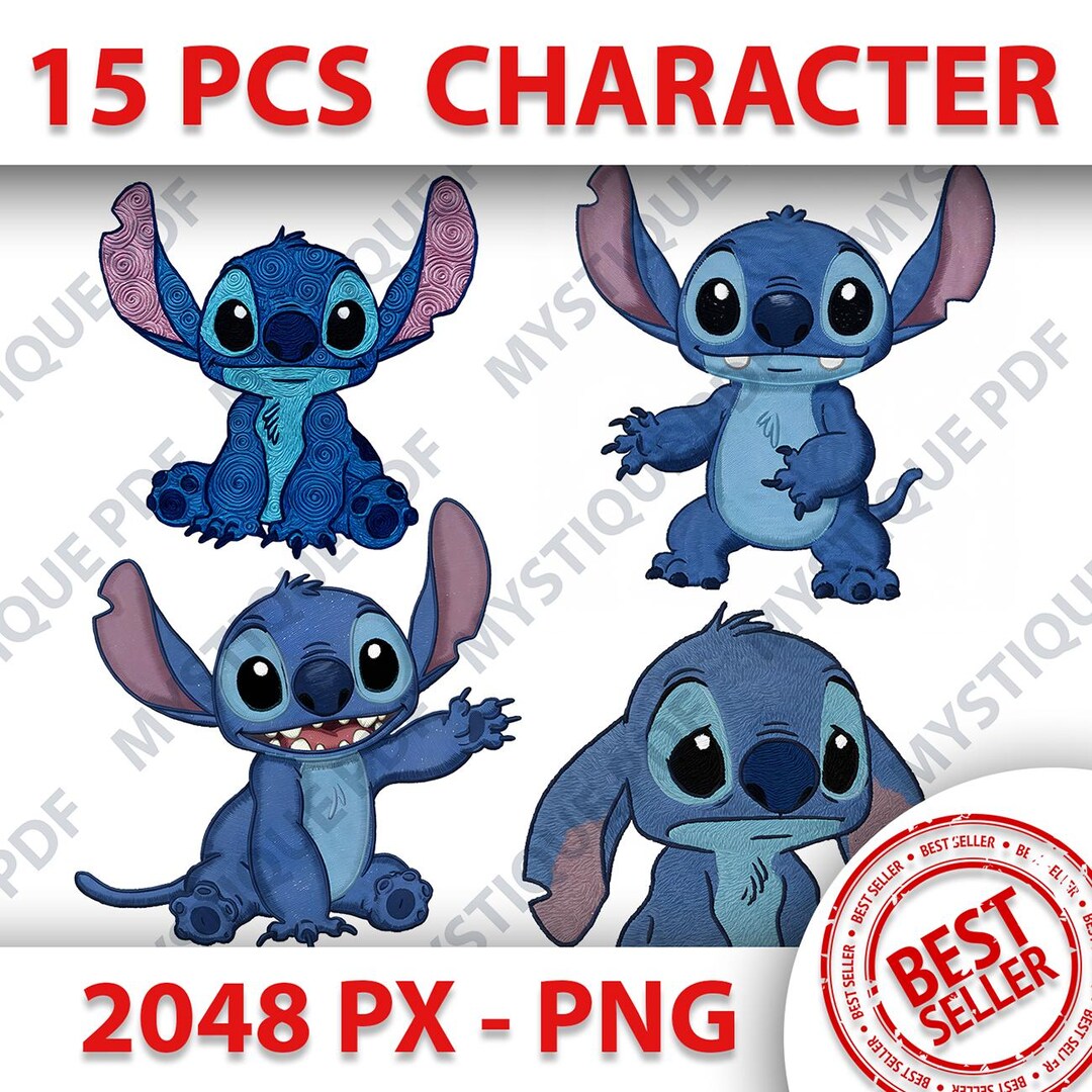 15 PCS Cute Stitch PNG, Clipart Images, Stitch Custom SVG, Stitch Png ...