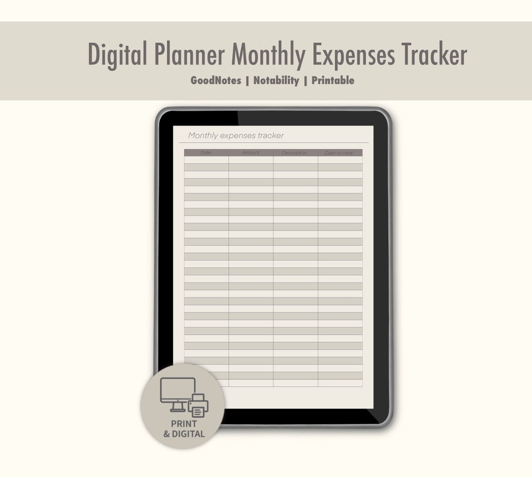 Digital Monthly Expense Tracker | Goodnotes Planner Stickers, Digital ...